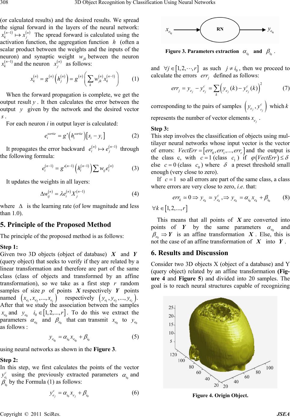 3D Object Recognition by Classification Using Neural Networks