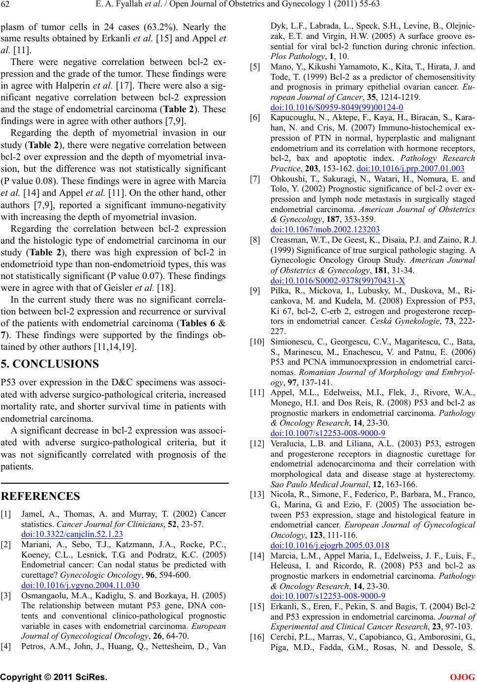 Preoperative evaluation of P53 and bcl-2 over expression in clinical ...