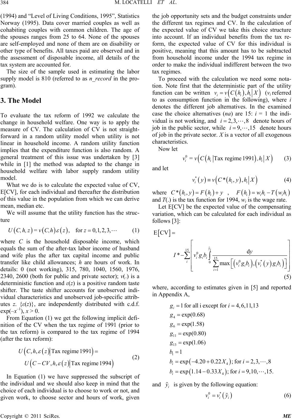 Computation of the Compensating Variation Within a Random Utility Model ...