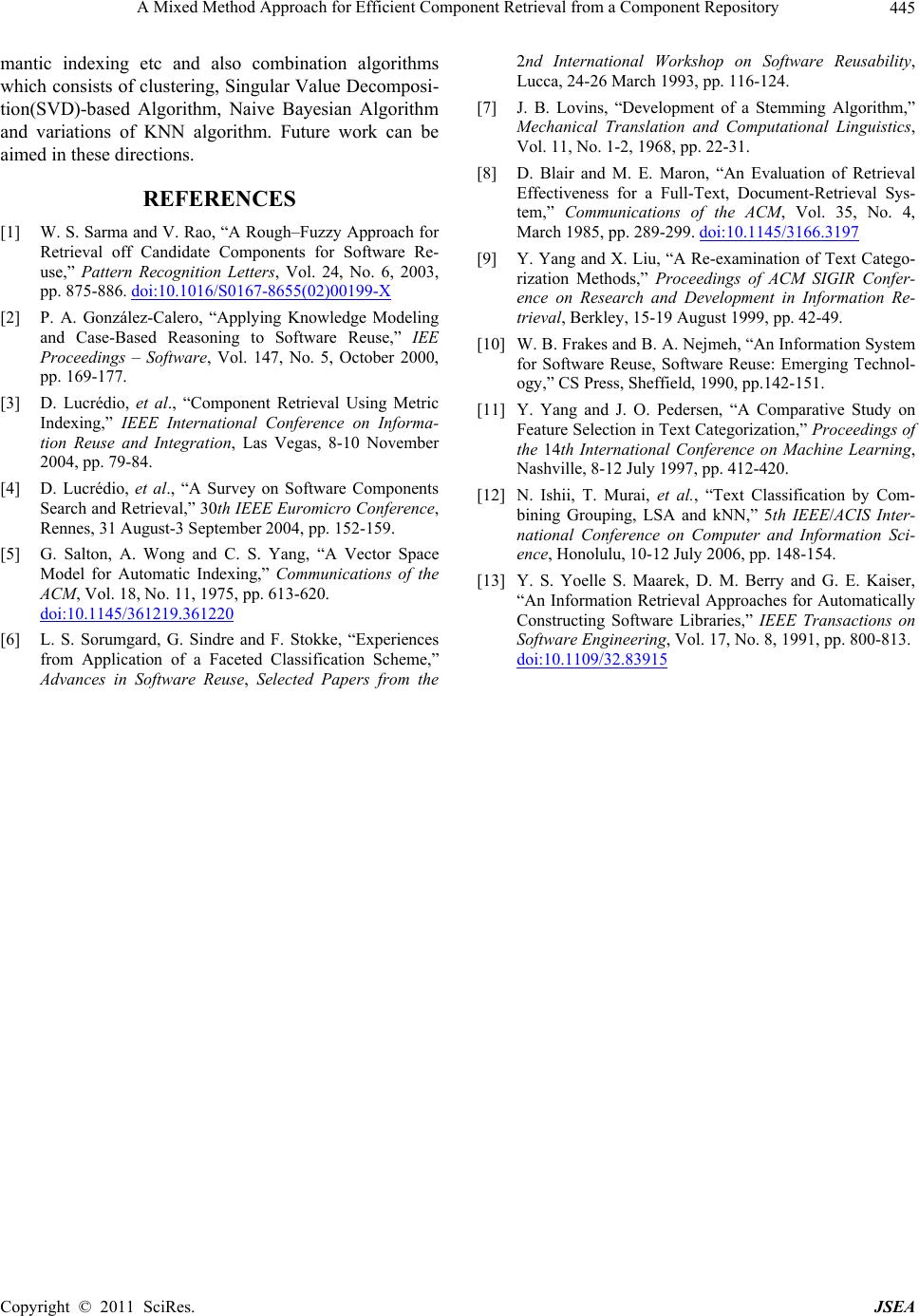 A Mixed Method Approach for Efficient Component Retrieval from a Component Repository