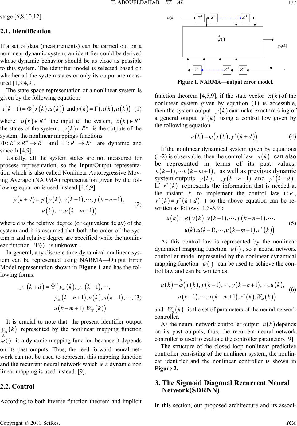 Identification and Adaptive Control of Dynamic Nonlinear Systems Using Sigmoid Diagonal ...