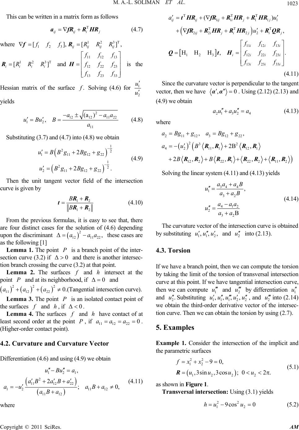 Intersection Curves Of Implicit And Parametric Surfaces In R 3