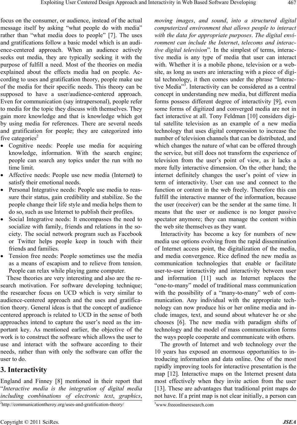 Exploiting User Centered Design Approach and Interactivity in Web Based Software Developing