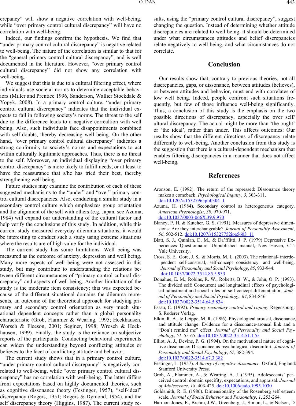 Under vs. over Primary Control Discrepancies and Their Relationships to ...