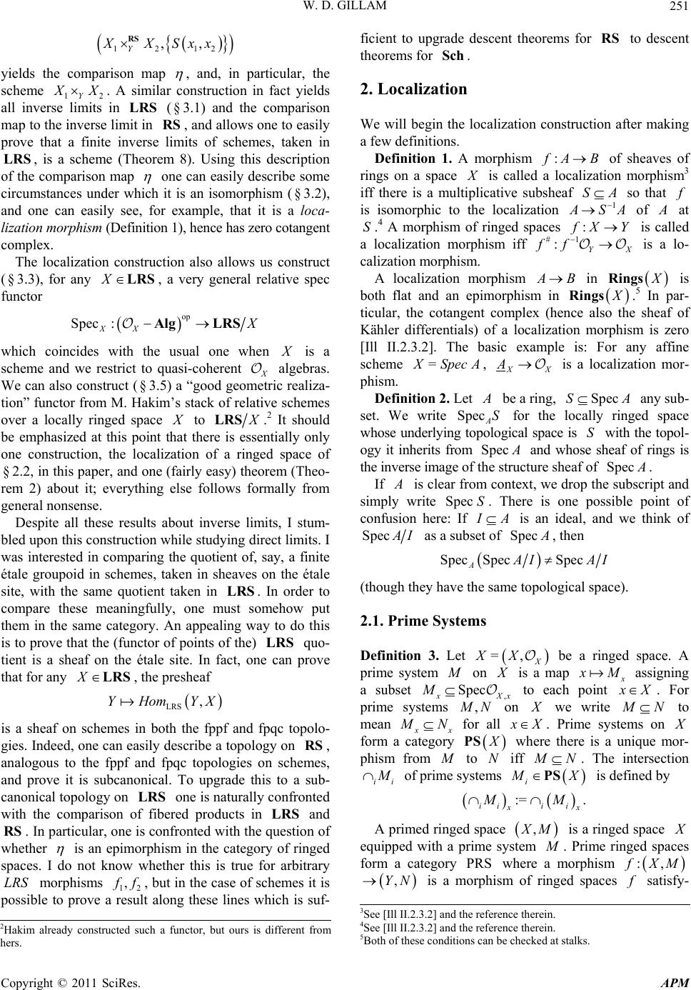 Localization of Ringed Spaces