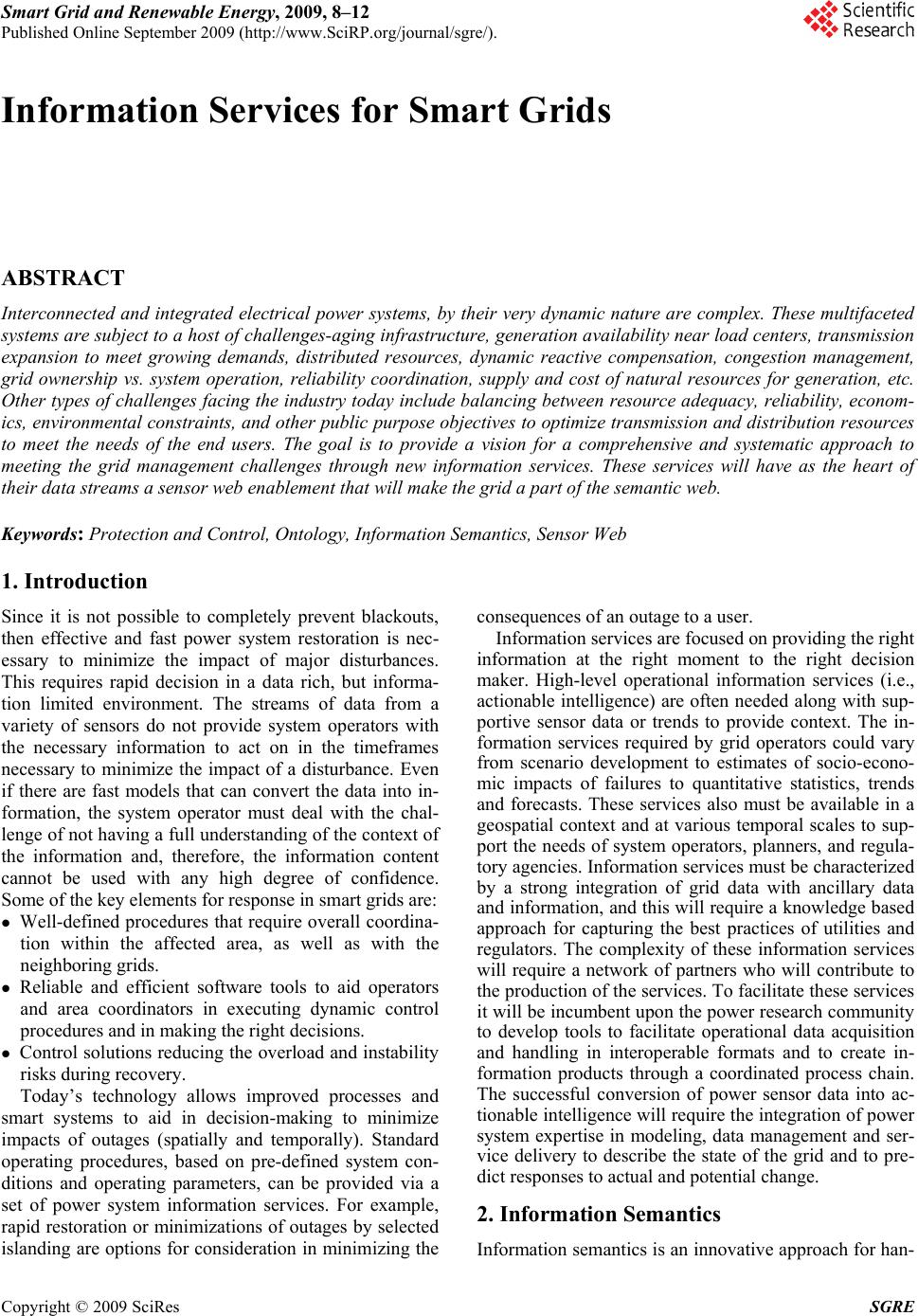 Information Services for Smart Grids