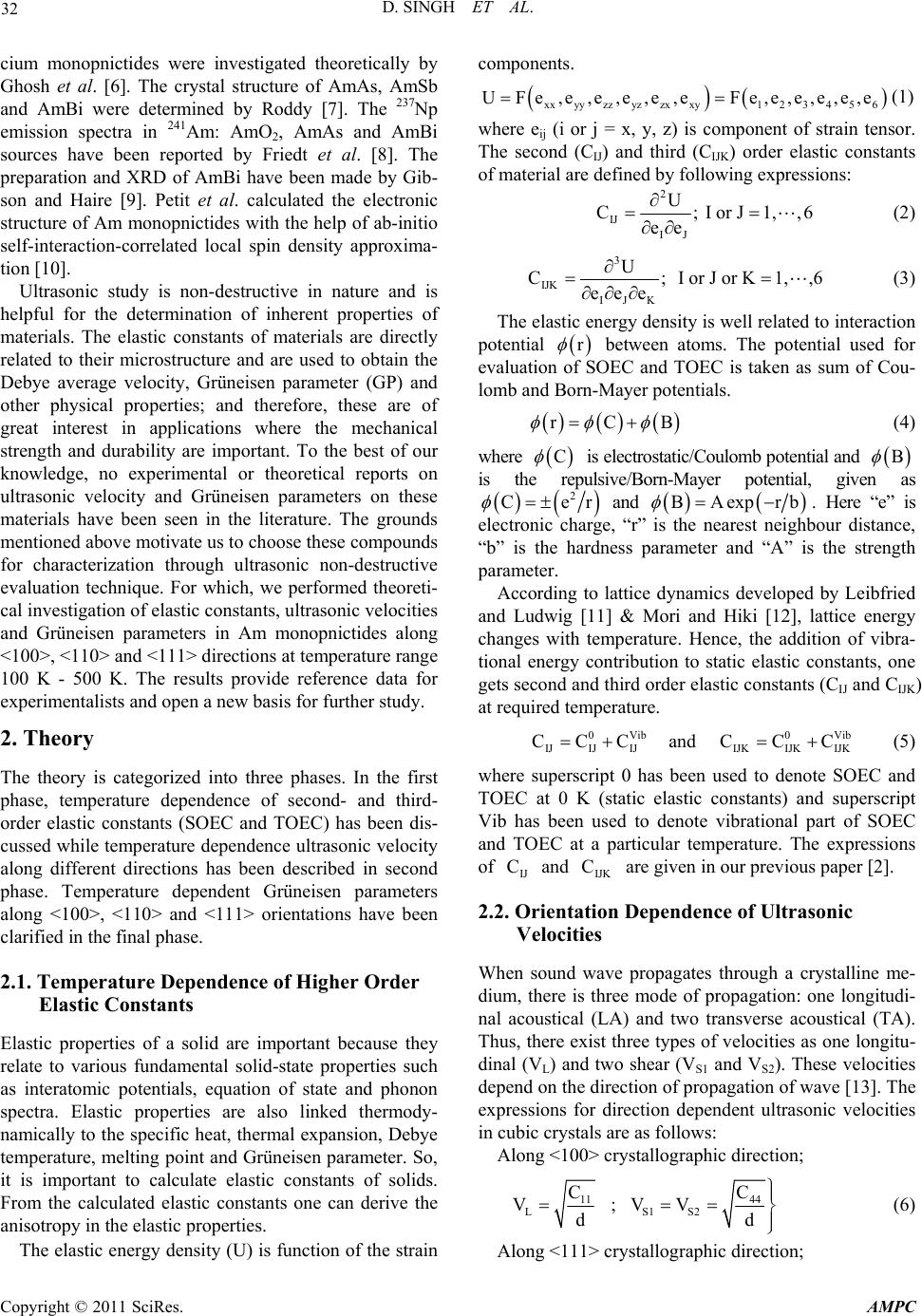 Temperature and Orientation Dependence of Ultrasonic Parameters in ...