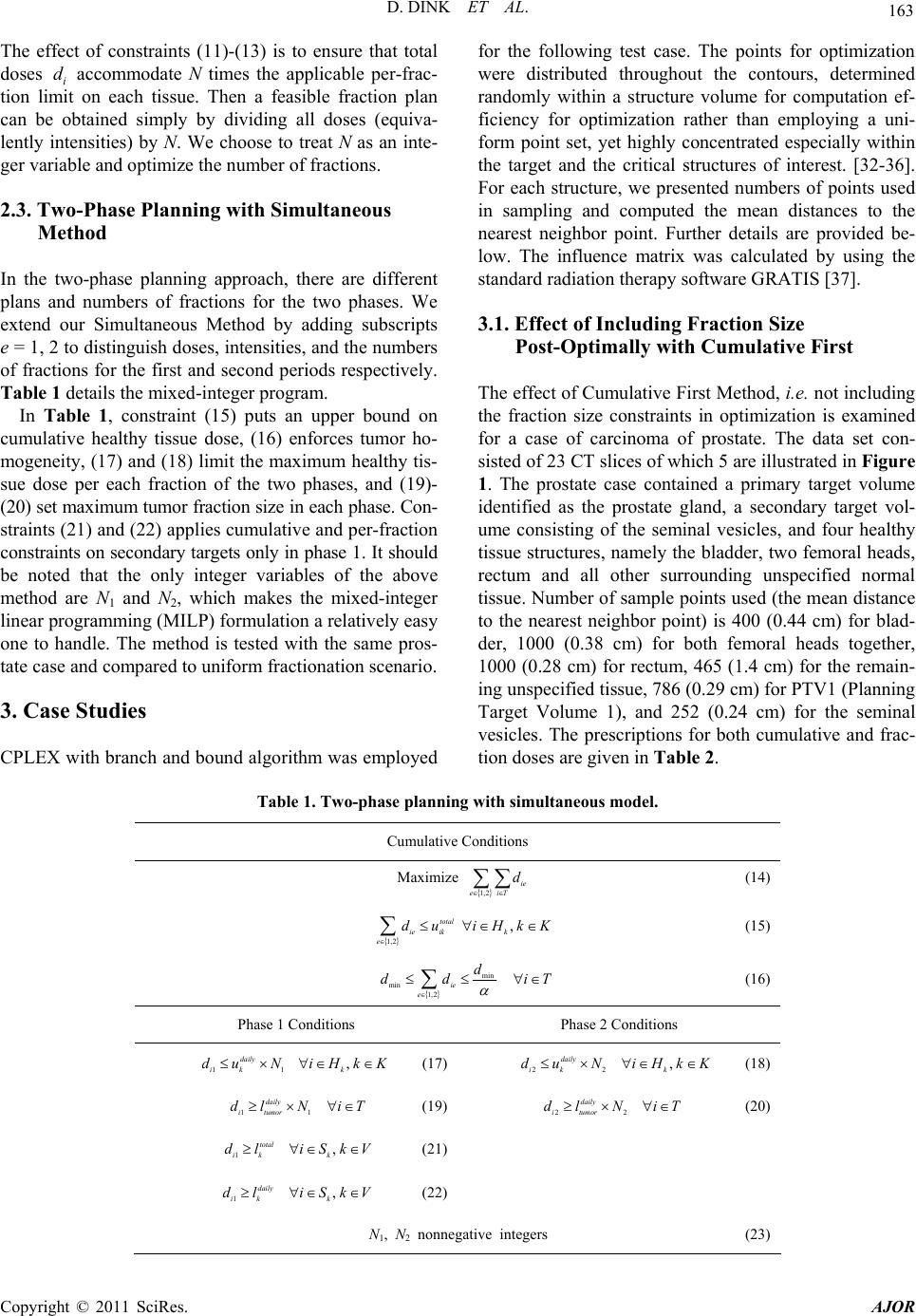 IMRT Optimization with Both Fractionation and Cumulative Constraints