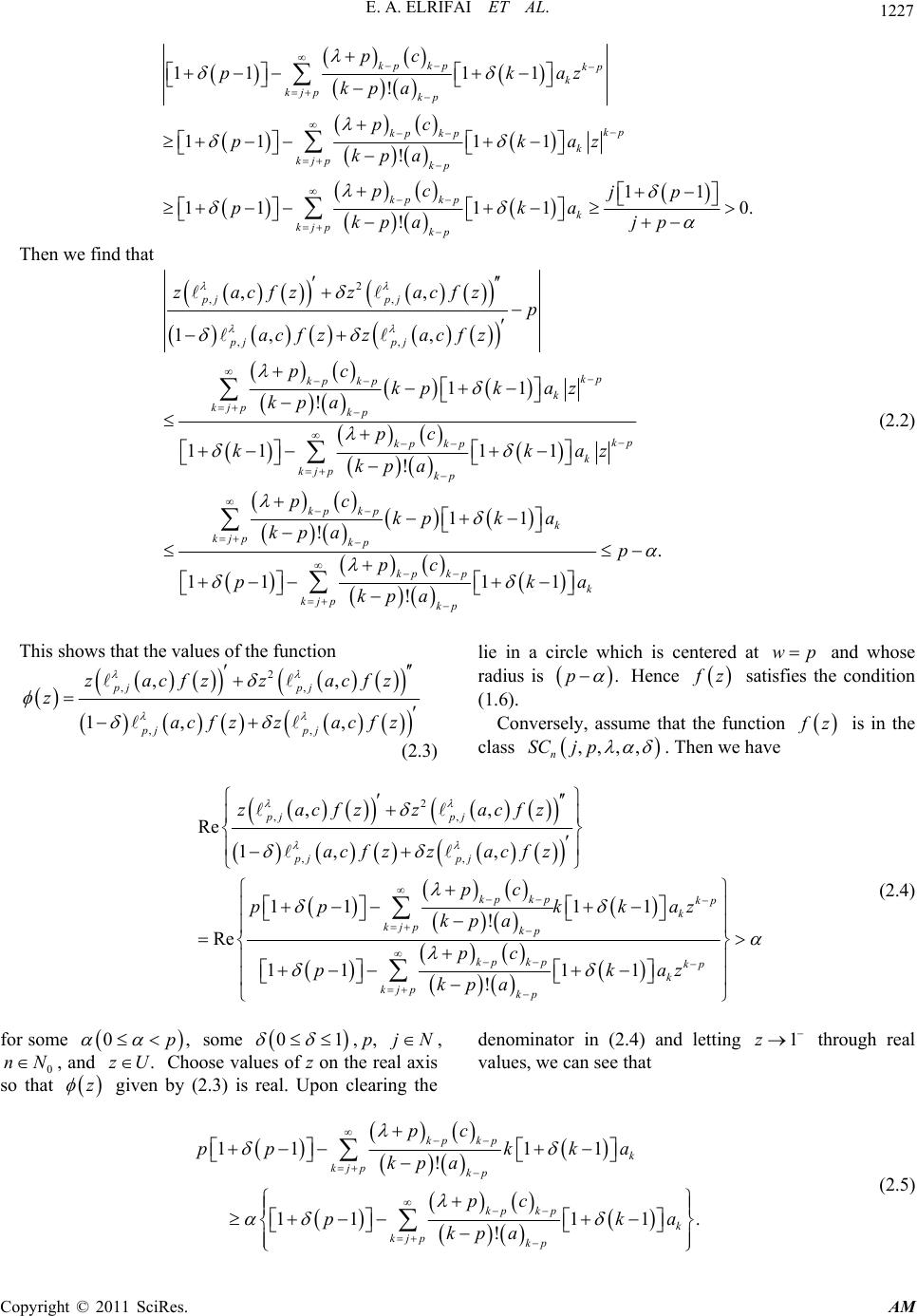 Generalization Of Certain Subclasses Of Multivalent Functions With Negative Coefficients Defined