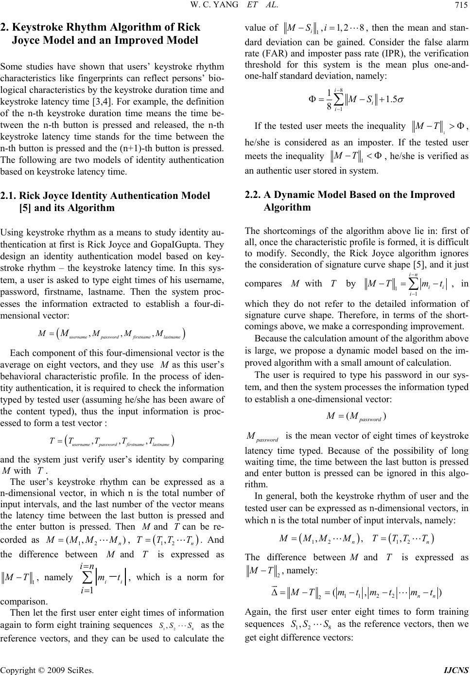 Application Of A Dynamic Identity Authentication Model Based On An Improved Keystroke Rhythm