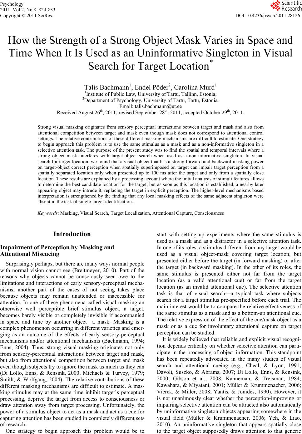 How the Strength of a Strong Object Mask Varies in Space and Time When ...