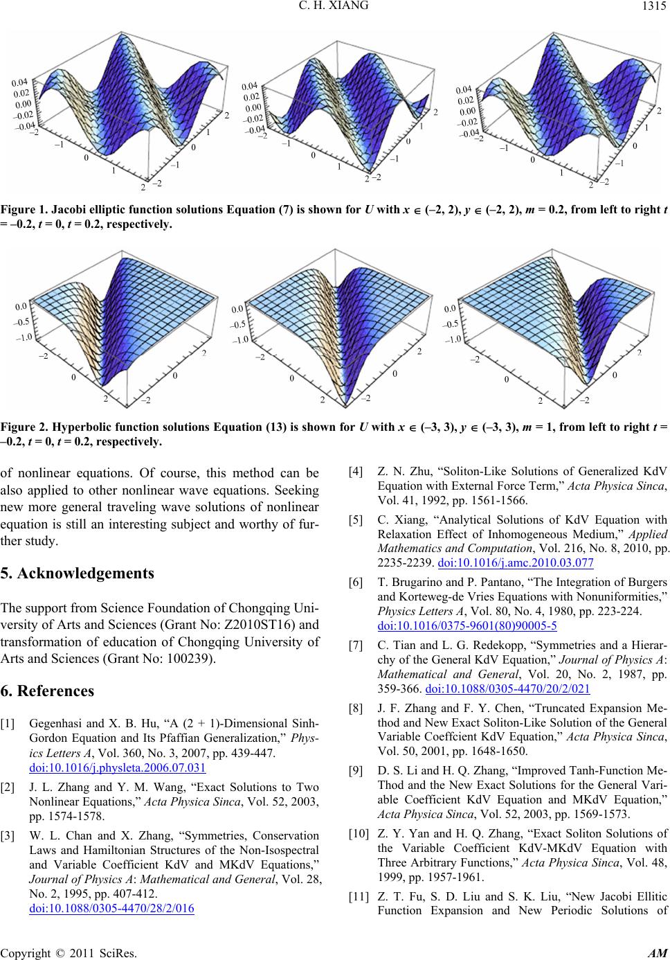 Jacobi Elliptic Function Solutions for (2 + 1) Dimensional Boussinesq and Kadomtsev-Petviashvili ...
