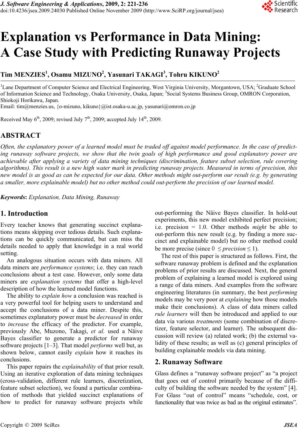 Explanation vs Performance in Data Mining: A Case Study with Predicting ...