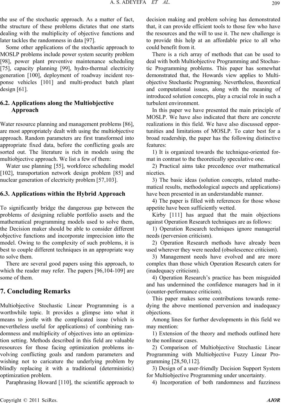 Multiobjective Stochastic Linear Programming: An Overview