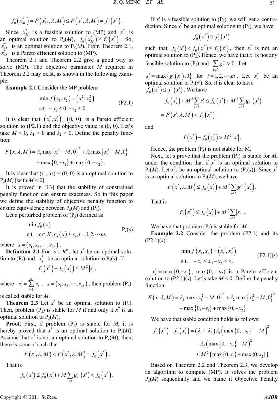 An Objective Penalty Functions Algorithm for Multiobjective Optimization Problem