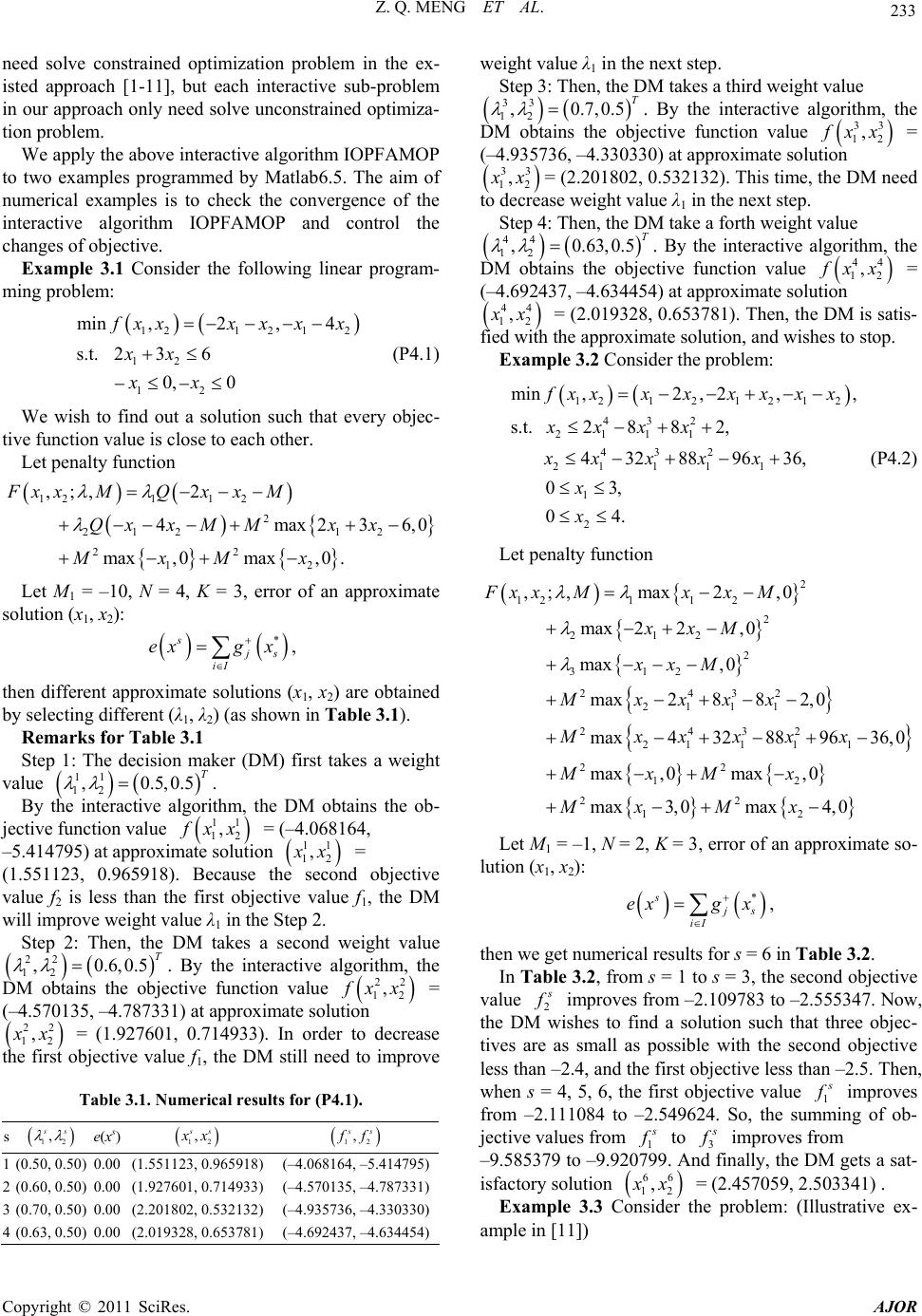 An Objective Penalty Functions Algorithm for Multiobjective Optimization Problem