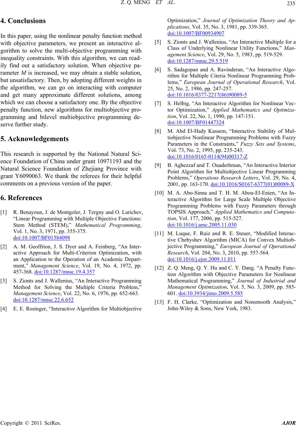 An Objective Penalty Functions Algorithm for Multiobjective Optimization Problem