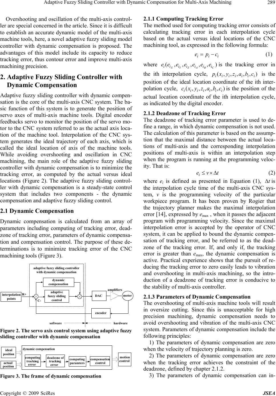 Adaptive Fuzzy Sliding Controller With Dynamic Compensation For Multi Axis Machining