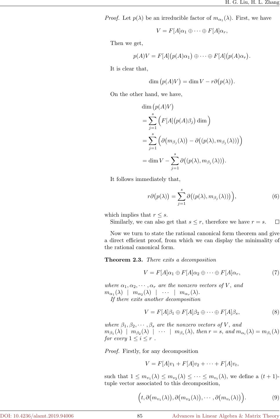 A Minimality of the Rational Canonical Form